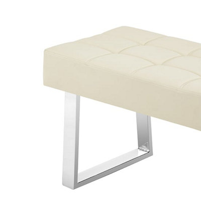 Austin Small Faux Leather Dining Bench In Cream