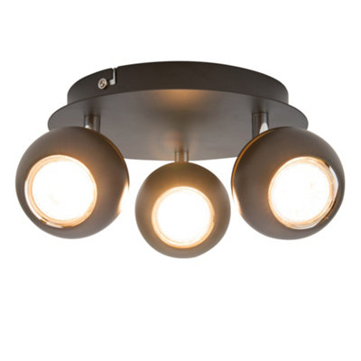 Austin Spotlight Matt Black and Gold GU10 5W LED 3-Plate Triple Ceiling ...