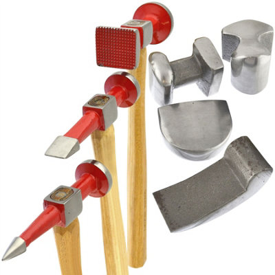 Auto body Repair Kit Panel Beating Hickory Hammers Dollies Shrinking 7pc