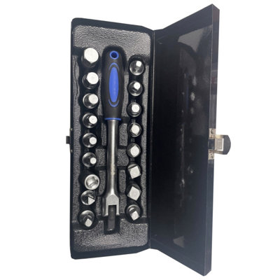 Autojack 18 Piece Oil Drain Sump Plug Key Socket Set 3/8" Drive