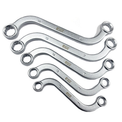 Autojack 5 Piece Metric Spanner Set S Type Shape Wrench Satin Finish