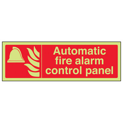 Automatic Fire Alarm Control Panel Sign - Glow in Dark 300x100mm (x3 ...