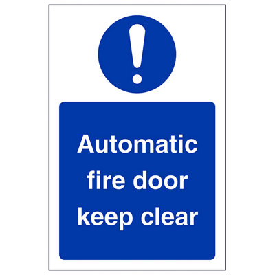Automatic Fire Door Keep Clear Sign - Rigid Plastic - 100x150mm (x3)