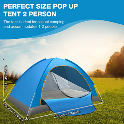 Automatic Pop Up Camping Tent - Instant Pitch, 1-2 Person Outdoor Shelter