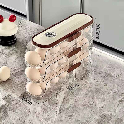 Automatic Rolling Egg Storage Box Multi Layer Fridge Egg Rack Organizer