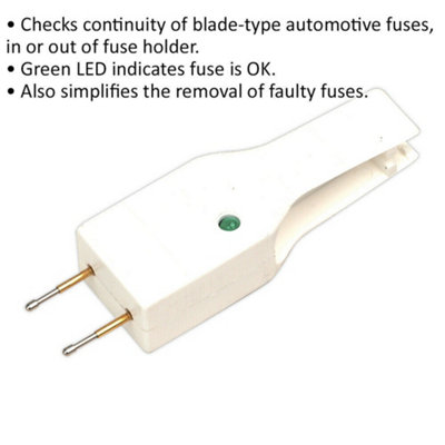 Automotive Blade Type Fuse Checker And Puller Continuity Tester Green Led