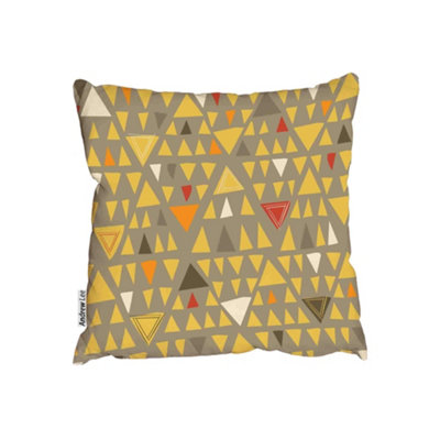 Autumn Coloured Triangles (Outdoor Cushion) / 60cm x 60cm