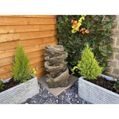Autumn Falls Solar Powered Water Feature With Cover