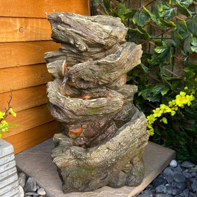 Autumn Falls Wood Effect Water Feature - Mains Powered - Resin - L29 x ...