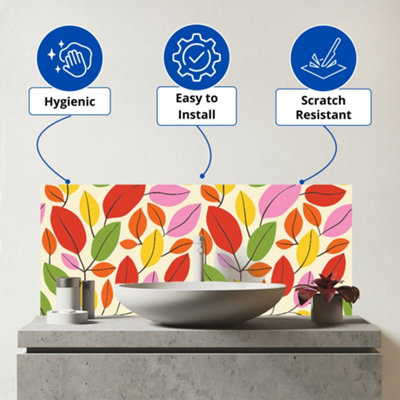 AUTUMN LEAVES GLASS BATHROOM SPLASHBACK