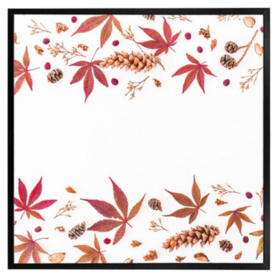 Autumn leaves half border (Picutre Frame) / 20x20" / White | DIY at B&Q