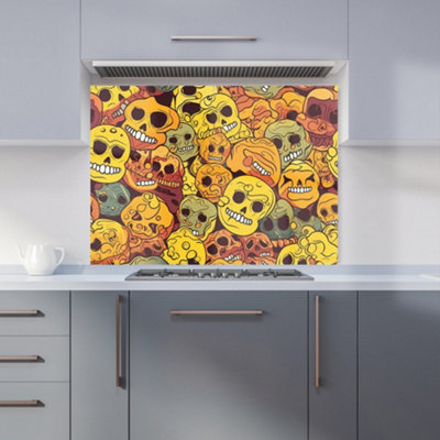Autumnal Skulls Pattern Kitchen Splashback