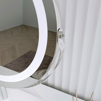 Ava Silver Marble Touch Sensor LED Light Mirror