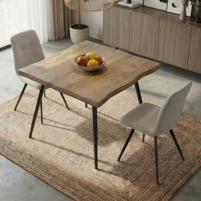 Avara 80cm Oak-Effect Square Dining Table & 2 Ashford Off-White Bouclé ...