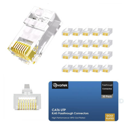 AVARTEK 50 Pack RJ45 CAT6 Cat6a Pass Through RJ45 Connectors, Ethernet ...