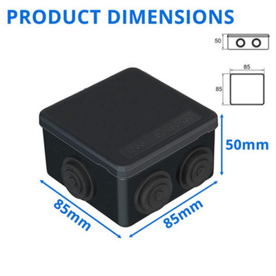 AVARTEK IP55 Waterproof Black Surface Junction Box (85x85x50mm)