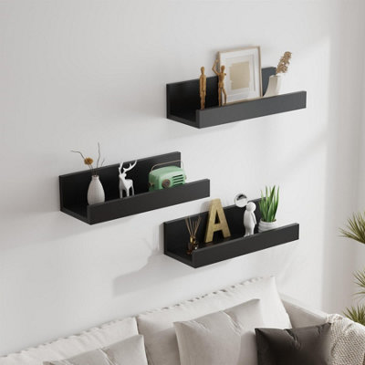 AVC Designs Floating Shelf 40cm Pack of 3 Wall Mounted Decorative ...