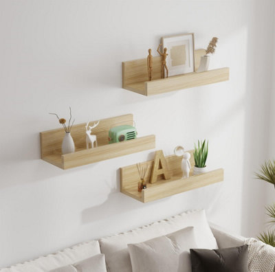 AVC Designs Floating Shelf 40cm Pack of 3 Wall Mounted Decorative ...