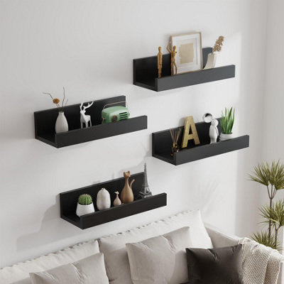 AVC Designs Floating Shelf 40cm Pack of 4 Wall Mounted Decorative ...