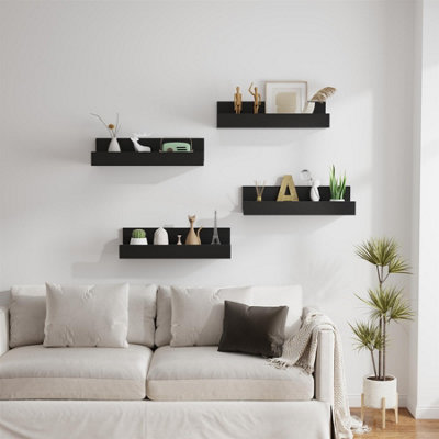 AVC Designs Floating Shelf 40cm Pack of 4 Wall Mounted Decorative ...