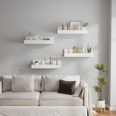 AVC Designs Floating Shelf 40cm Pack of 4 Wall Mounted Decorative ...