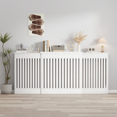 AVC Designs Radiator Cover Modern Stylish MDF Wood White Vertical Slat ...