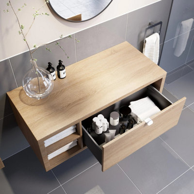 Aveli 1100mm Countertop Bathroom Vanity Unit Fluted Basin Sink Wall ...