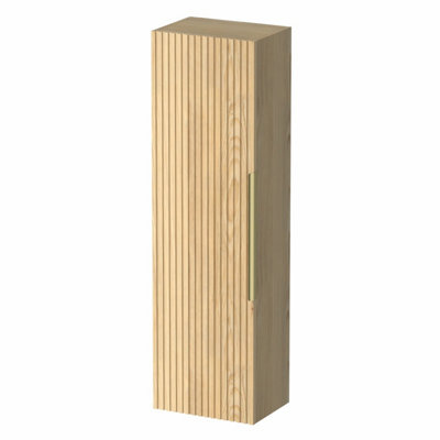 Aveli 1200 x 350mm Fluted Wall Mounted Tall Bathroom Cabinet Storage ...
