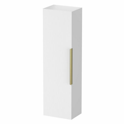 Aveli 1200 x 350mm Fluted Wall Mounted Tall Bathroom Cabinet Storage ...