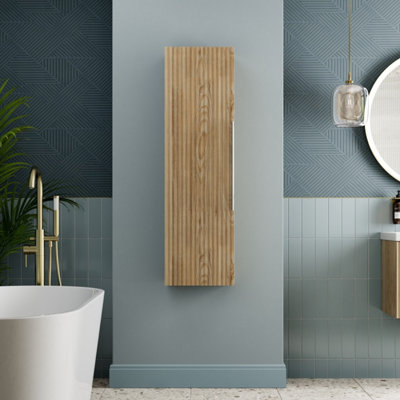 Aveli 1200mm Wall Hung Tall Bathroom Storage Cabinet Cupboard Wood ...
