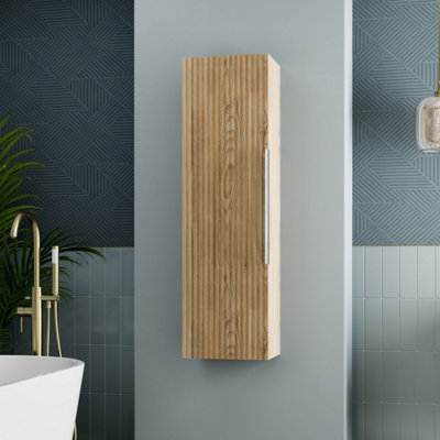 Aveli 1200mm Wall Hung Tall Bathroom Storage Cabinet Cupboard Wood ...