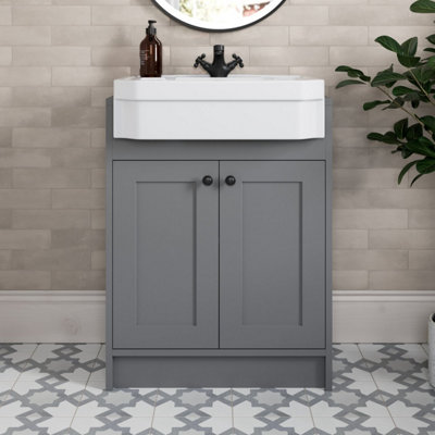 Aveli 1540mm Traditional Double Vanity Basin Unit & Shelving Bathroom ...