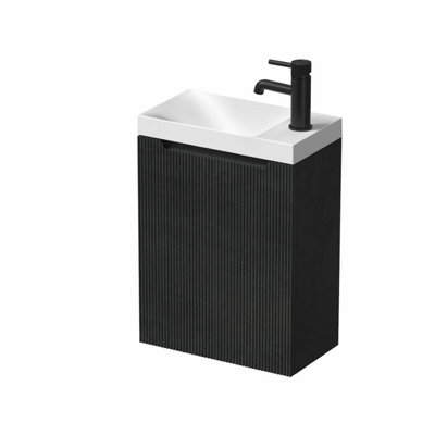 Aveli 400mm Bathroom Cloakroom Vanity Unit Basin Sink Wall Hung Storage ...