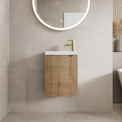 Aveli 400mm Bathroom Cloakroom Vanity Unit Basin Sink Wall Hung Storage ...