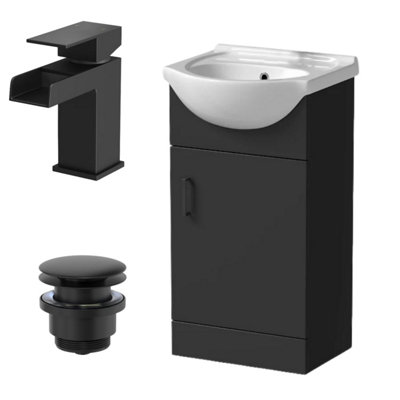 Aveli 450mm Matt Black Bathroom Vanity Unit Freestanding Black ...