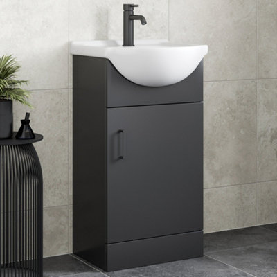 Aveli 450mm Matt Black Bathroom Vanity Unit Freestanding Black ...