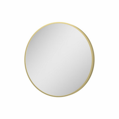 Aveli 600 x 600mm Brushed Brass Wall Mounted Bathroom Mirror Framed ...
