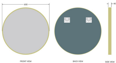Aveli 600 x 600mm Brushed Brass Wall Mounted Bathroom Mirror Framed ...