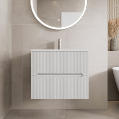 Aveli 600mm Bathroom Cloakroom Vanity Unit Basin Wall Hung Furniture ...