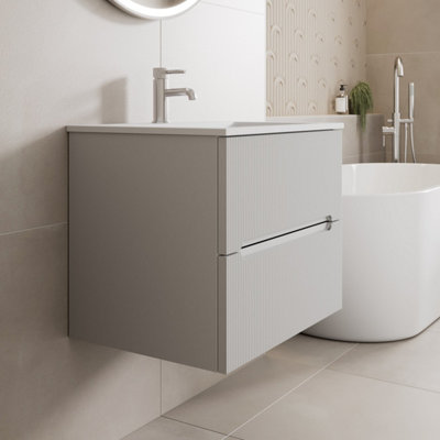 Aveli 600mm Bathroom Cloakroom Vanity Unit Basin Wall Hung Furniture ...