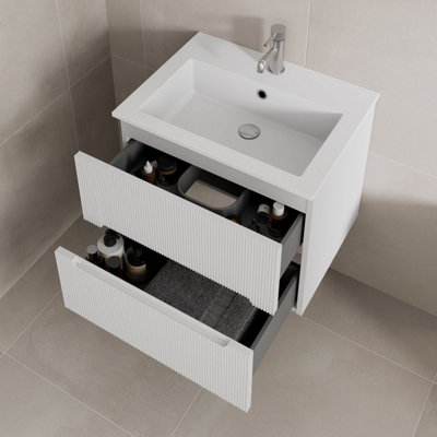 Aveli 600mm Bathroom Cloakroom Vanity Unit Basin Wall Hung Furniture ...
