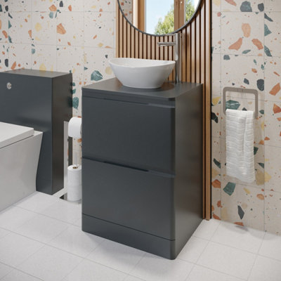 Aveli 600mm Bathroom Countertop Vanity Unit Oval Basin Sink ...