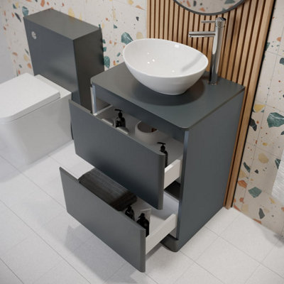 Aveli 600mm Bathroom Countertop Vanity Unit Oval Basin Sink ...