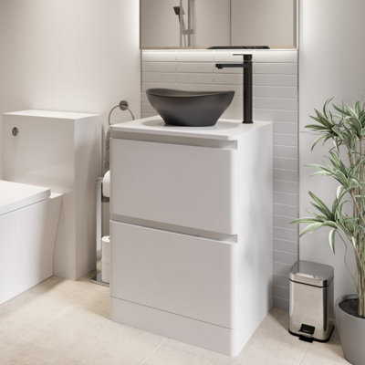 Aveli 600mm Bathroom Countertop Vanity Unit Oval Basin Sink ...