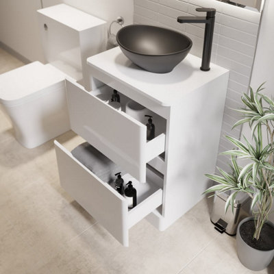 Aveli 600mm Bathroom Countertop Vanity Unit Oval Basin Sink ...