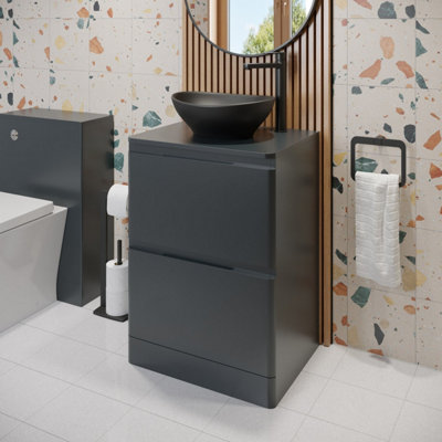 Aveli 600mm Bathroom Countertop Vanity Unit Oval Sink Basin ...