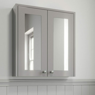 Aveli 600mm Bathroom Mirror Cabinet 2 Door Storage Cupboard Wall Hung ...