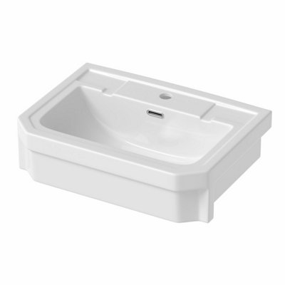 Aveli 600mm Bathroom Wash Basin Sink White Gloss Traditional Curved ...