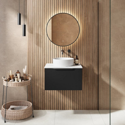 Aveli 600mm Countertop Bathroom Vanity Unit Basin Wall Hung Furniture ...
