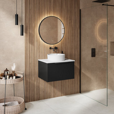 Aveli 600mm Countertop Bathroom Vanity Unit Basin Wall Hung Furniture ...